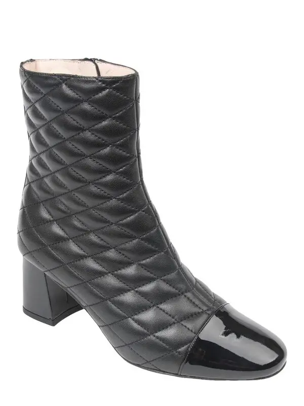 PAUL MAYER ATTITUDES Tina Quilted Leather Bootie - Black/black Patent