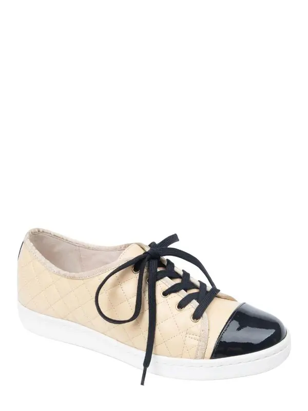 PAUL MAYER Samba Cap Toe Sneaker - Beige/black Patent