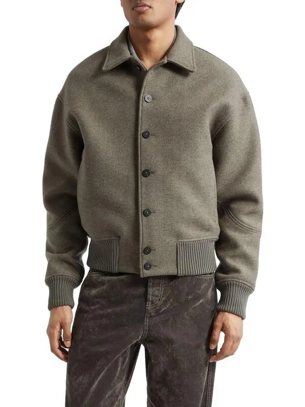 Jacquemus Le Feltro Virgin Wool Bomber Jacket - Dark Khaki