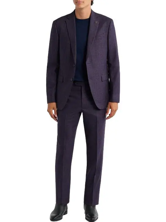 John Varvatos Bleeker Glen Check Stretch Wool Suit - Purple
