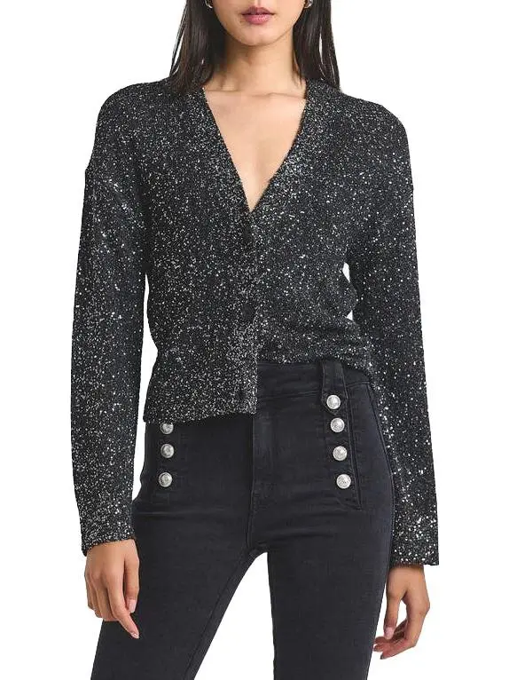 Derek Lam 10 Crosby Kalena Sequin Plated Cardigan - Black/charcoal