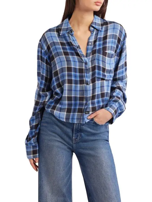 Rails Malin Windowpane Plaid Shirt - Midnight Blue White