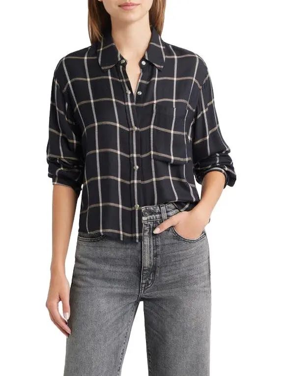 Rails Malin Windowpane Plaid Shirt - Onyx Sand Birch