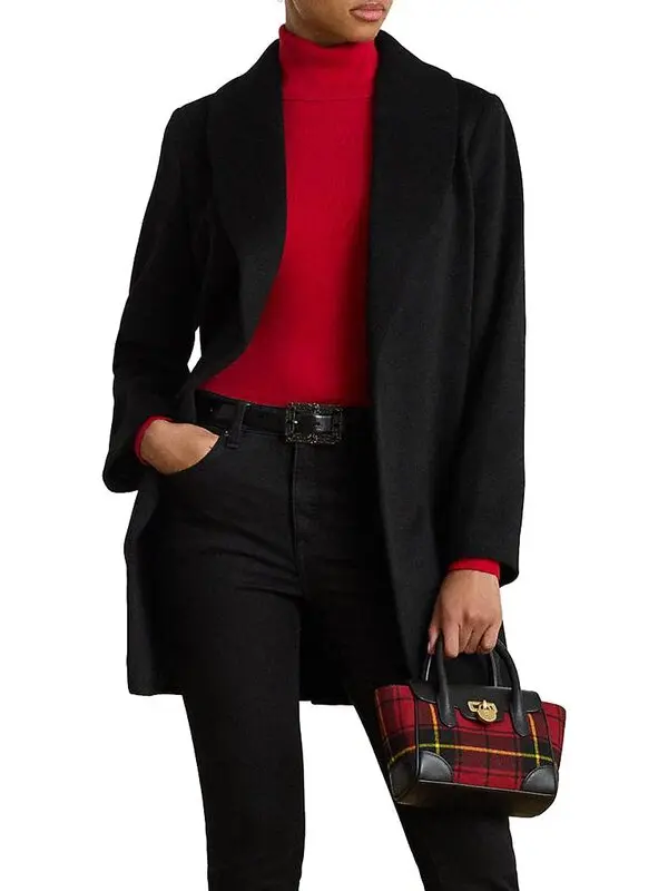 Ralph Lauren Wool Blend Wrap Coat - Black