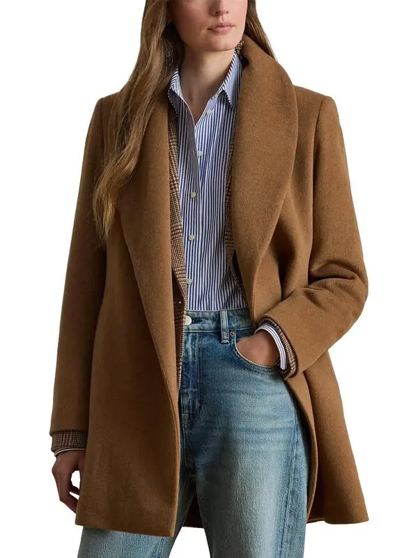 Ralph Lauren Wool Blend Wrap Coat - New Vicuna