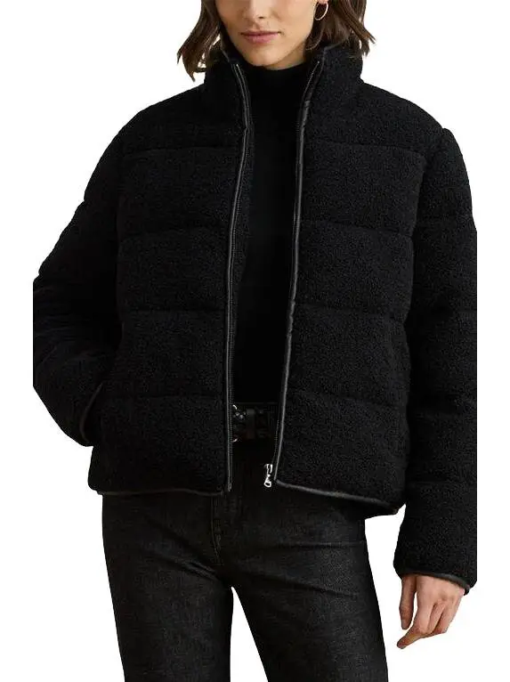 Ralph Lauren Faux Shearling Puffer Jacket - Black/black