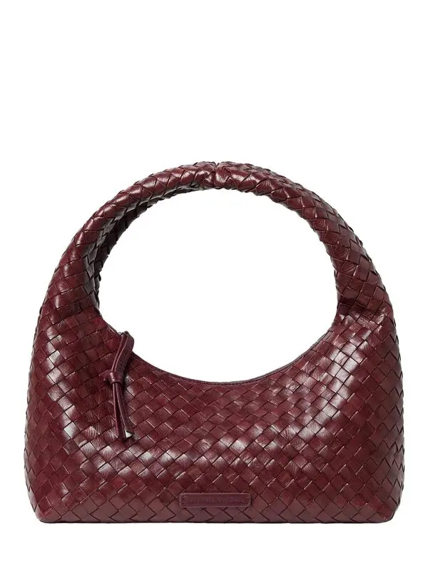 LOEFFLER RANDALL Mercer Woven Leather Shoulder Bag - Maroon