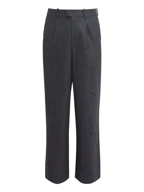 DOMREBEL Wide-leg Pinstripe Trousers - Black