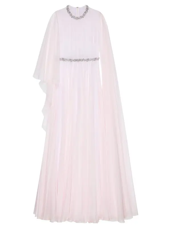 Givenchy Draped Chiffon Evening Dress With Cape - Light Pink