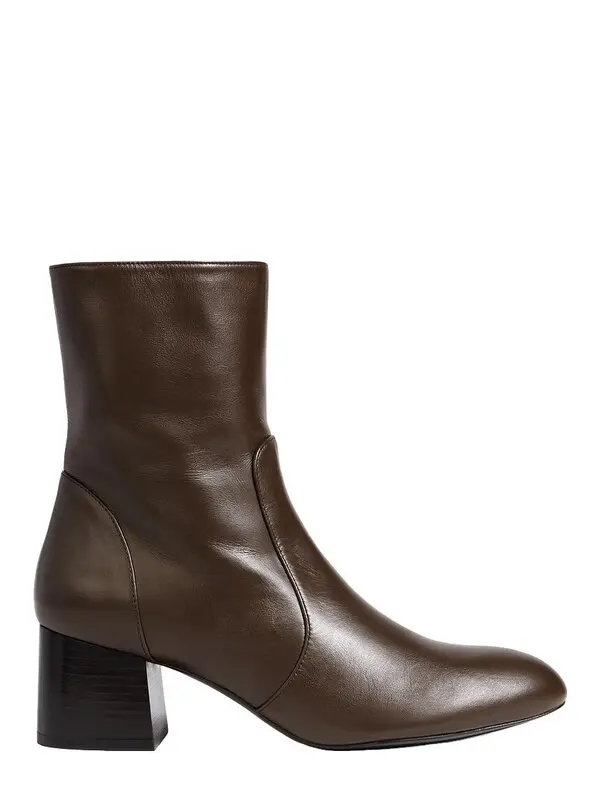 STUART WEITZMAN Flareblock 60 Leather Ankle Boots - Chocolate