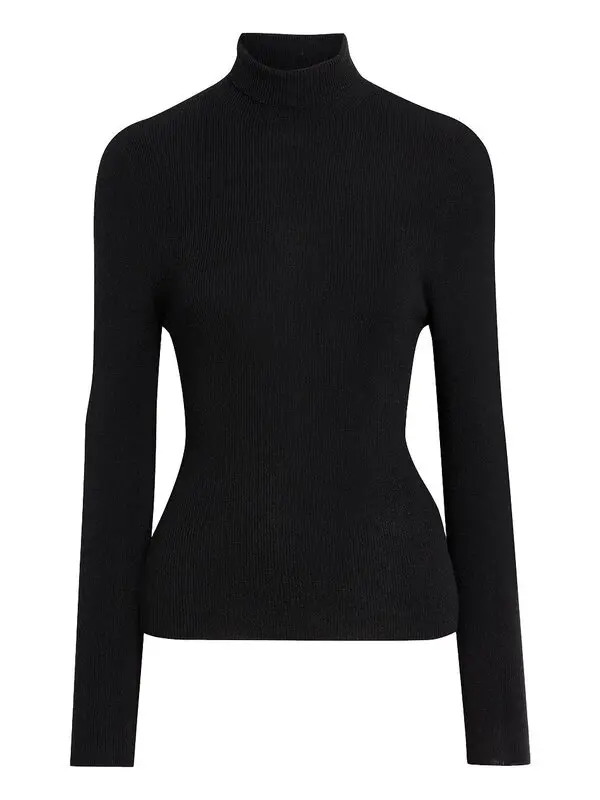 THE ELDER STATESMAN Delicash Ribbed Turtleneck Sweater - Black