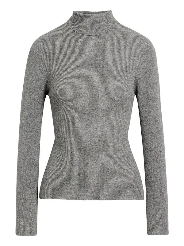 THE ELDER STATESMAN Delicash Ribbed Turtleneck Sweater - Gray