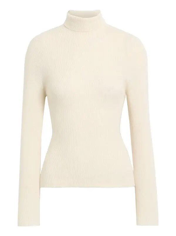 THE ELDER STATESMAN Delicash Ribbed Turtleneck Sweater - Ivory