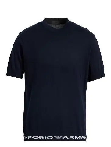 Emporio Armani Cotton Knit Short-sleeve Sweater - Blue