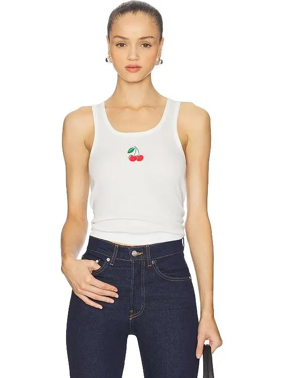 THE LAUNDRY ROOM X Micro Cherry Rib Tank Top - White