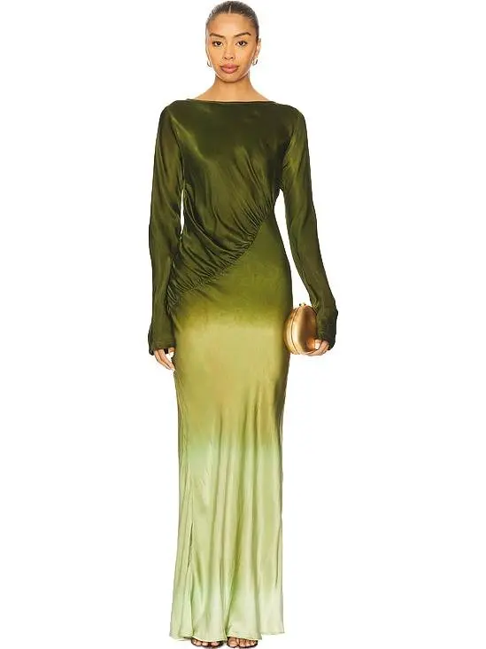 SWF Fluid Drape Maxi Dress - Olive Merage