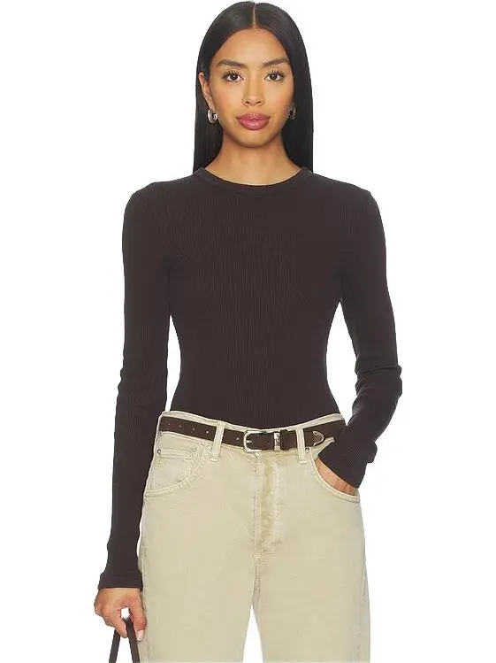 Citizens Of Humanity Pilar Waffle Crewneck Top - Chocolate