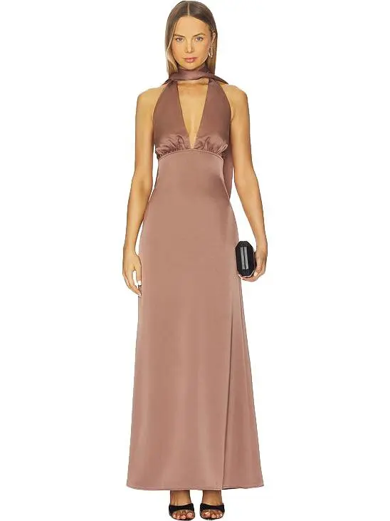 Superdown Bethany Halter Gown - Mocha