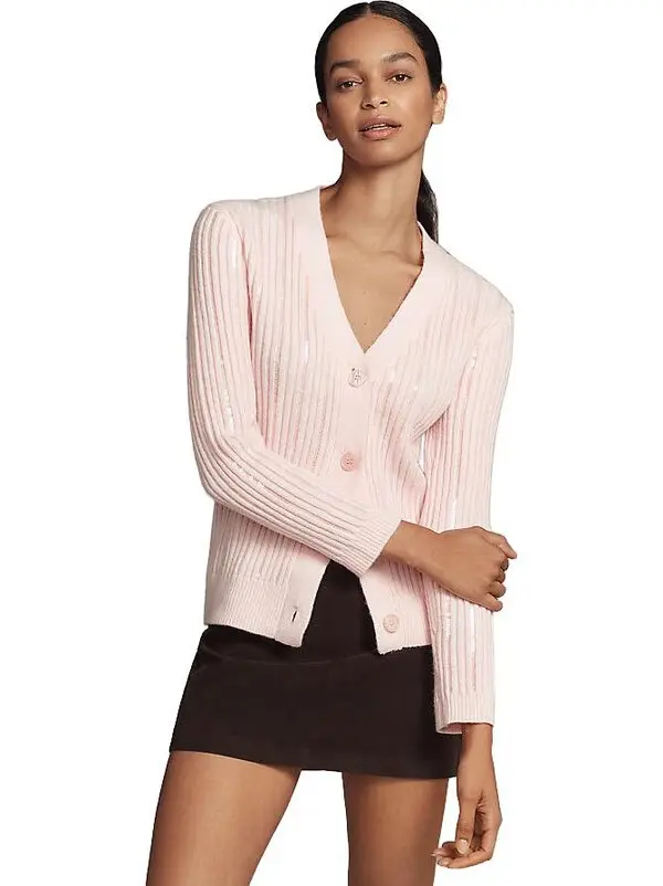 Endless Rose V-neck Sequin Cardigan Sweater - Middleton Pink