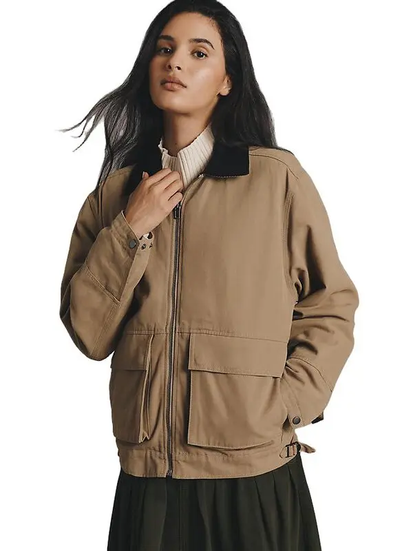ALEX MILL Utility Zip-up Jacket - Khaki
