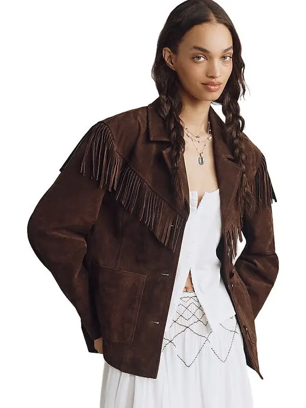 Blanknyc Fringe Suede Jacket - Brown