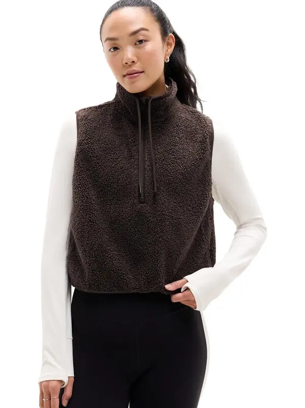 Athleta Bouclé Fleece Vest - Truffle