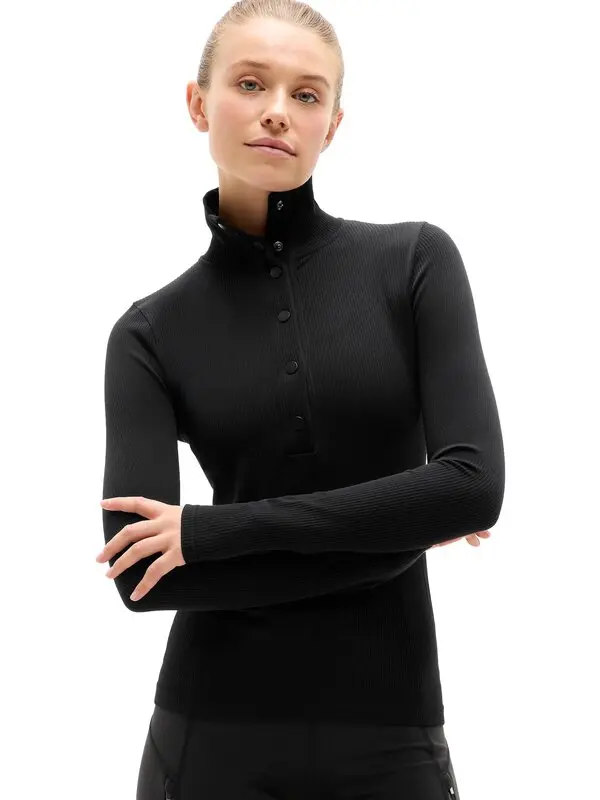 Athleta Flurry Seamless Henley - Black
