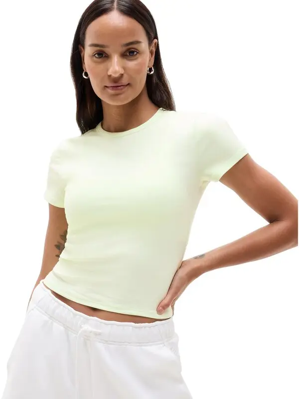 Athleta Signature Ribbed Crop T-shirt - Honeydew