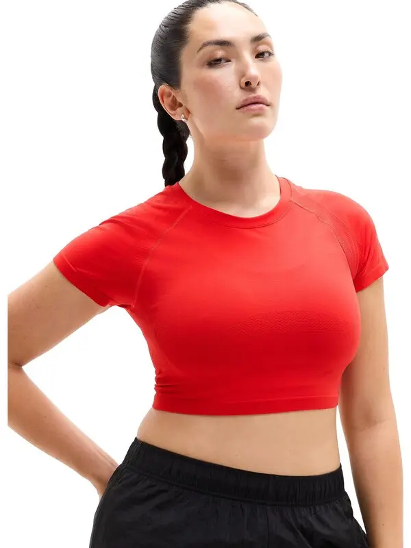 Athleta Momentum Flex Crop Tee - Cardinal