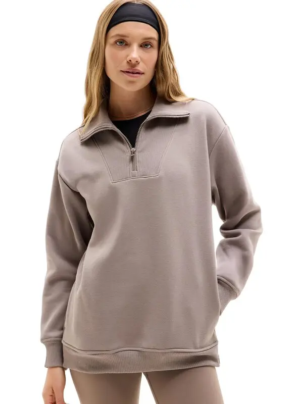 Athleta Cozy Karma Half-zip Sweatshirt - Mortar Mushroom