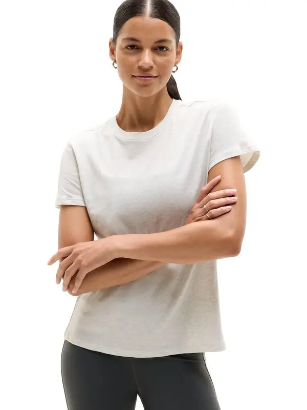 Athleta Classic Fit Cotton Tee - Fog Grey Heather