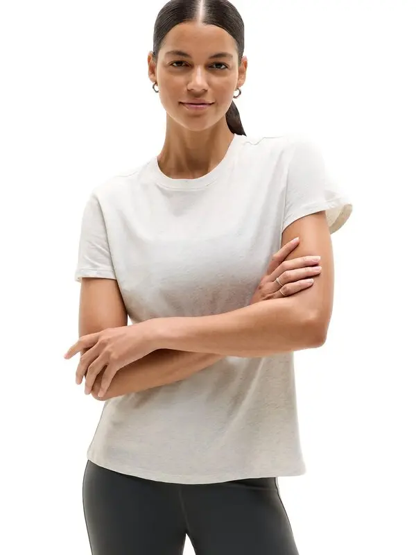Athleta Classic Fit Cotton Tee - Fog Grey Heather