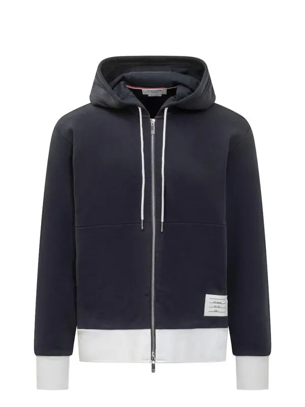 Thom Browne Two-tone Zip-up Hoodie - Blue