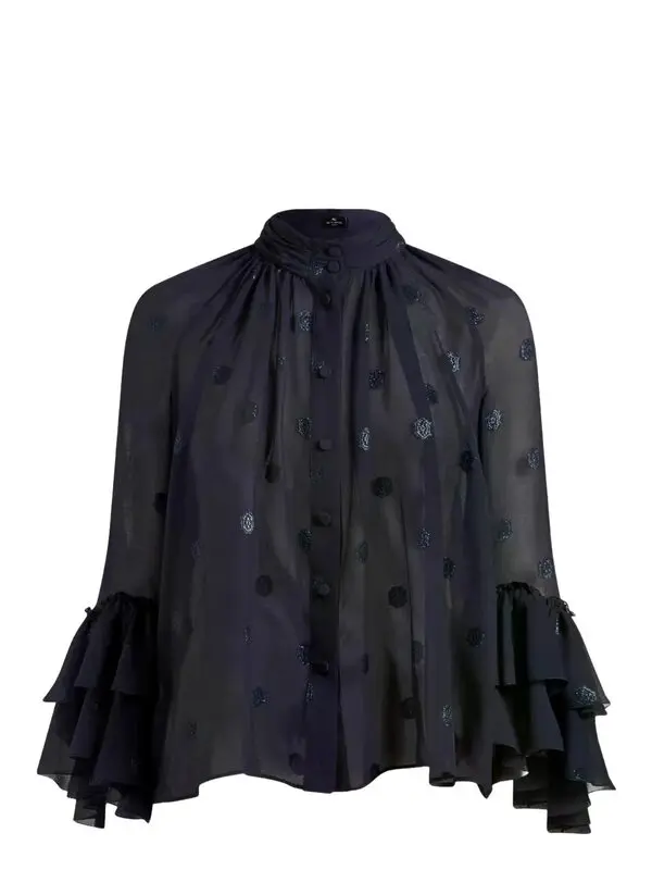 Etro Ruffled Georgette Shirt - Blue