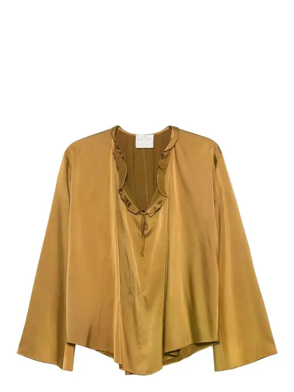 FORTE_FORTE Ruffled-neckline Blouse - Green