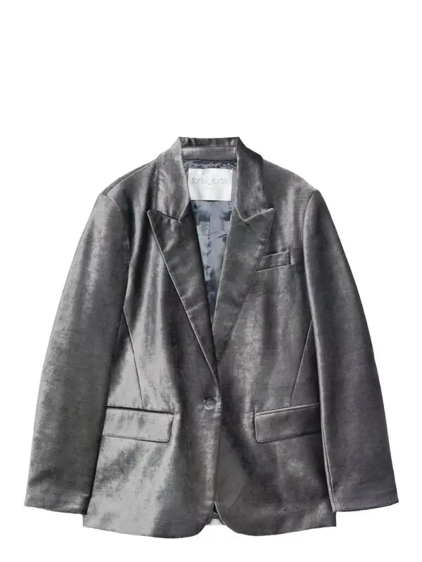 FORTE_FORTE Velvet Single-breasted Blazer - Grey