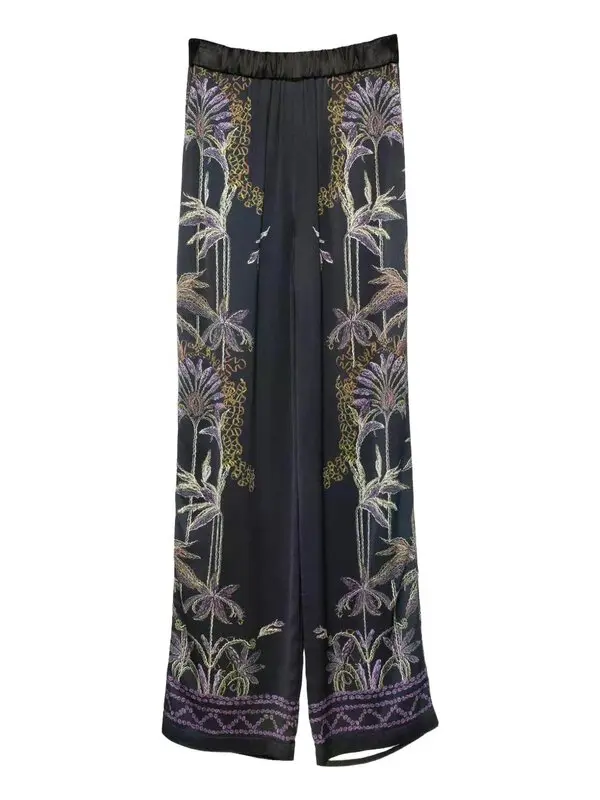 FORTE_FORTE Floral-embroidered Trousers - Blue