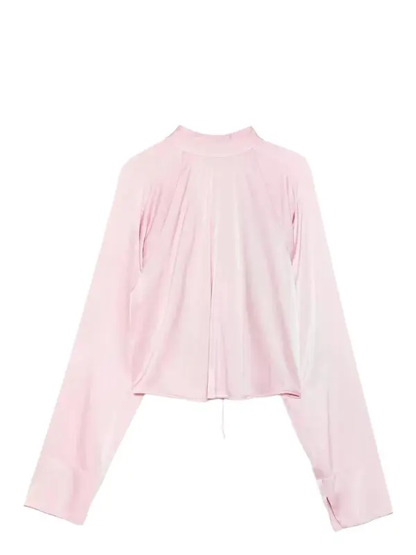 FORTE_FORTE Lace-up Cropped Blouse - Pink