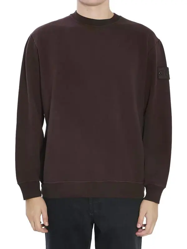 Stone Island Logo-patch Ribbed Sweatshirt - Brown