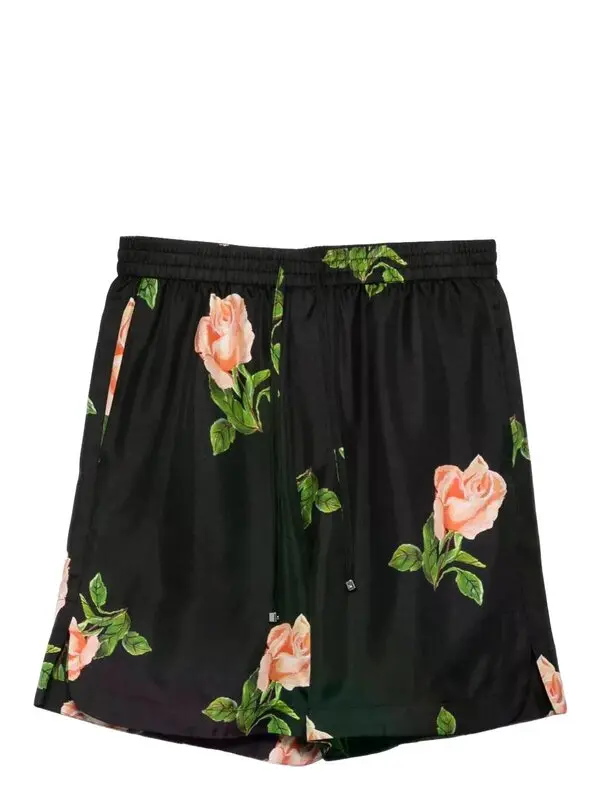 Nanushka Anish Rose-print Shorts - Black