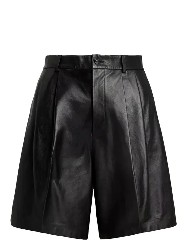 Polo Ralph Lauren Pleated Faux-leather Shorts - Black