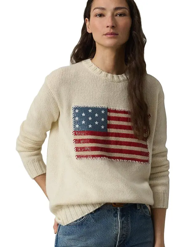 Ralph Lauren Cashmere Flag Sweater - Lux Cream