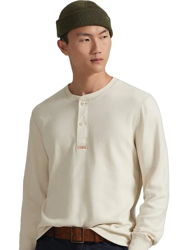 Ralph Lauren Cotton Moleskin Henley Shirt - Herbal Milk