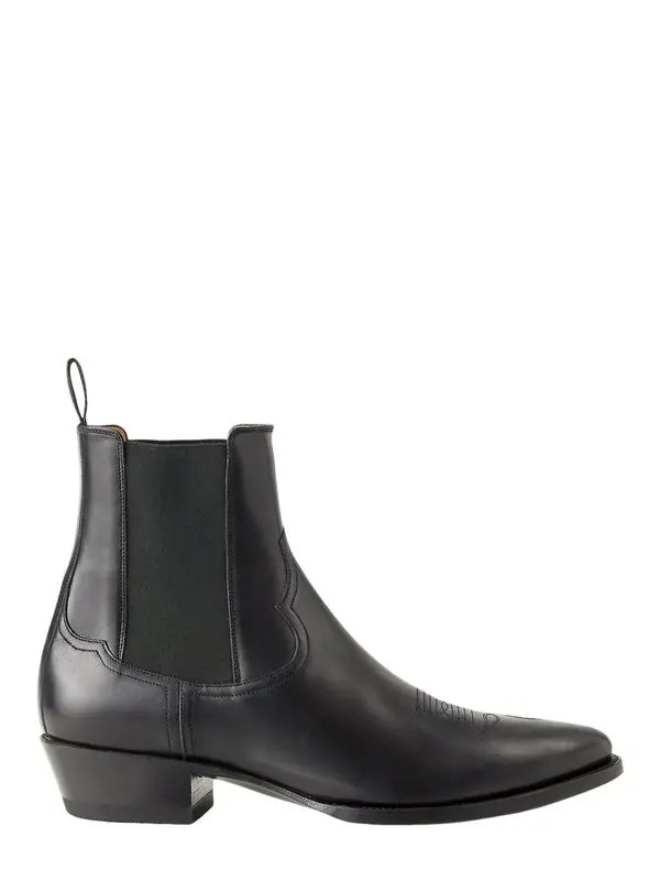 Ralph Lauren Leather Chelsea Western Boot - Black