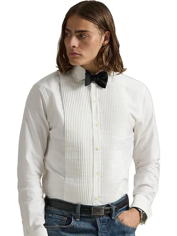Ralph Lauren Custom Fit Oxford Tuxedo Shirt - White