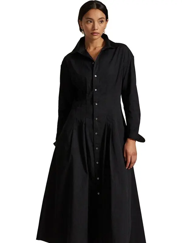 Ralph Lauren Pleated Cotton Shirtdress - Polo Black
