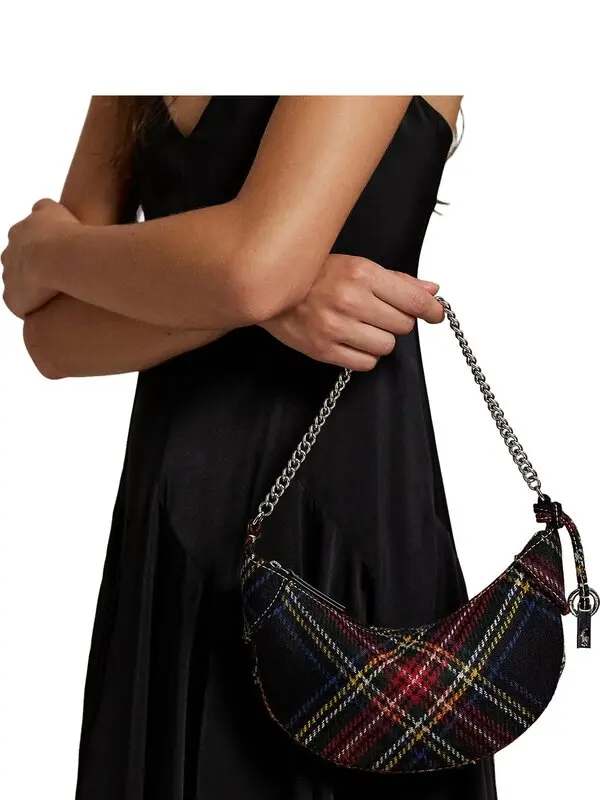 Ralph Lauren Polo Id Tartan Wool Mini Chain Bag - Red/black Multi