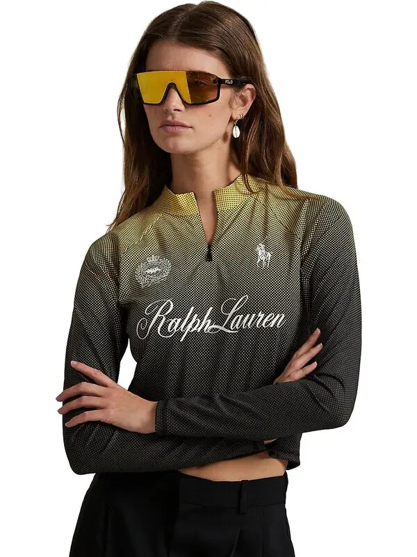 Ralph Lauren Graphic Cropped Quarter-zip - Signal Yellow/polo Black