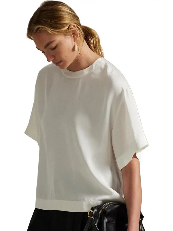 Ralph Lauren Oversize Satin Tee - Trophy Cream