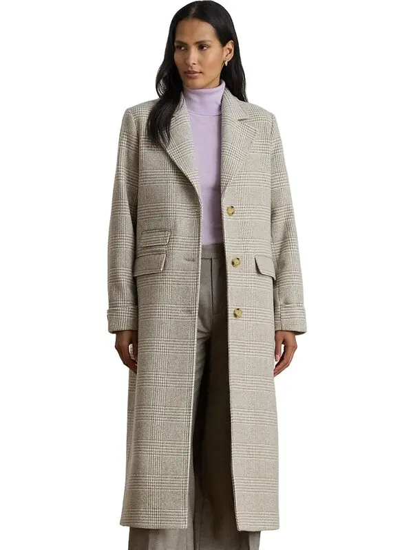 Ralph Lauren Glen Plaid Wool-blend Reefer Coat - Camel/cream